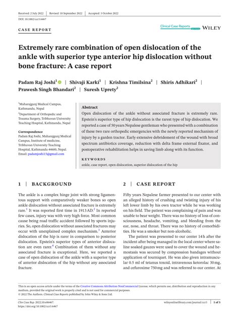 Pdf Extremely Rare Combination Of Open Dislocation Of The Ankle With