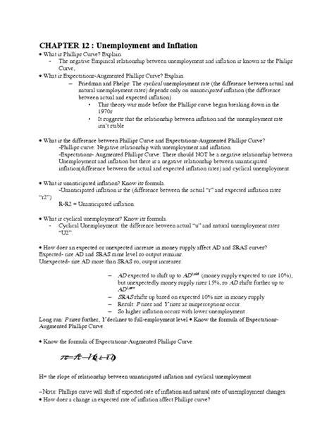 Chapter 12 Macroeconomics Study Guide Final Exam Pdf Phillips Curve