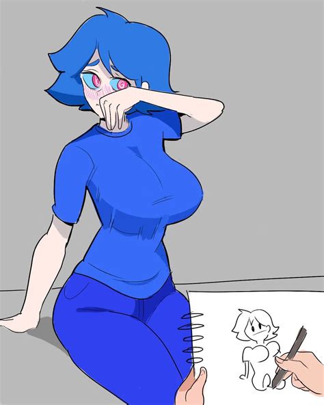 Rule 34 Blue Clothing Blue Eyes Blue Hair Blush Breasts Drawing Fnf