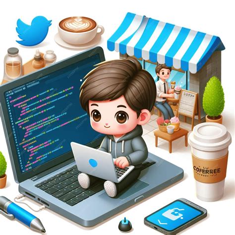 A Developer Coding On A Laptop While Sitting In A Coffee Shopmodern