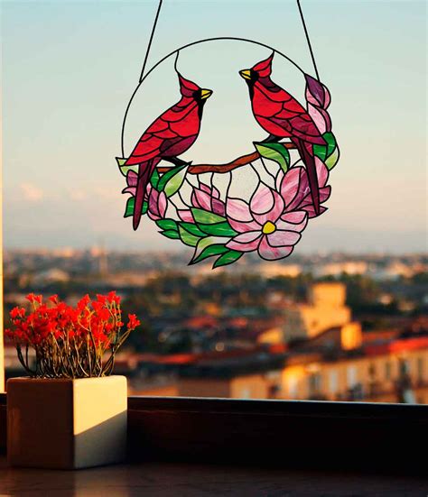 Cardinal Bird Stained Glass Patterns Red Cardinal Stained Glass