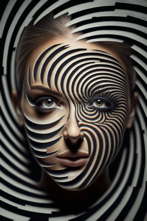 Set Of 3 Woman With Optical Illusion Makeup Of Face Printable Wall Art Digital Download Home