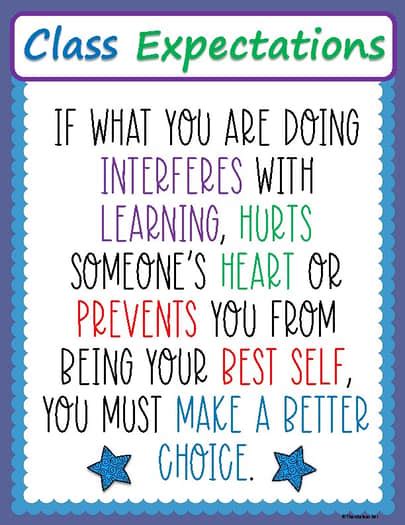 Positive Classroom Expectations All Grades Print Your Own Poster