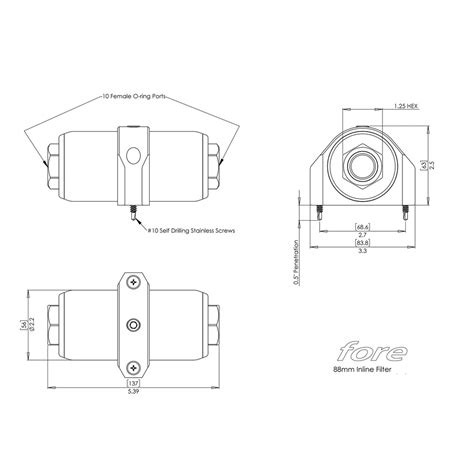 88mm Inline Fuel Filter Fore Innovations Subzero Motorsports
