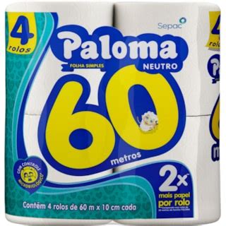 Papel Higienico Paloma Folha Simples 60 Metros 12un Destro