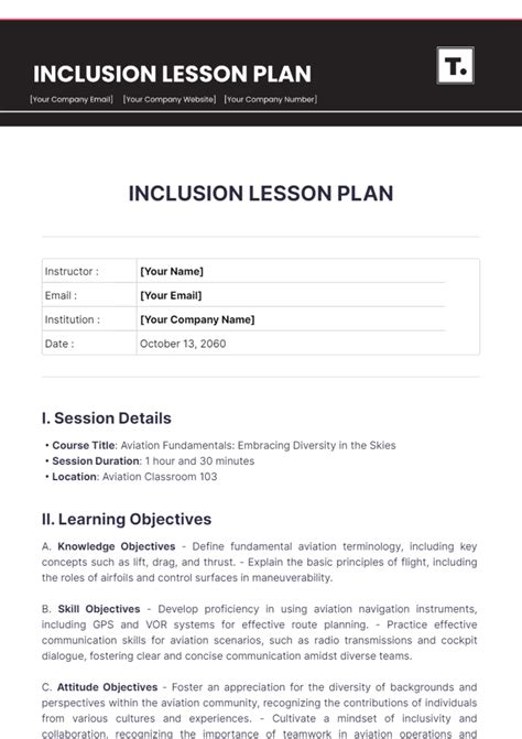 Free Inclusion Lesson Plan Template To Edit Online