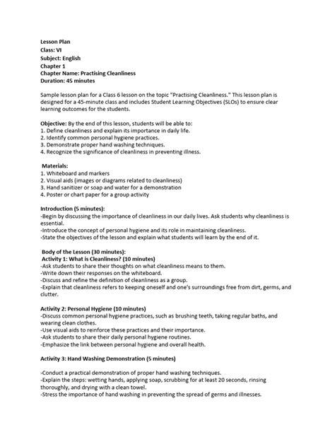 Lesson Plans Class 6 English Pdf