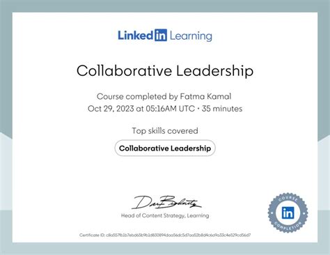fatma kamal on linkedin certificate of completion