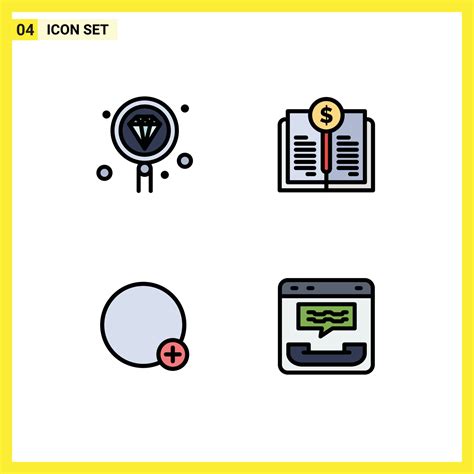 Group Of 4 Filledline Flat Colors Signs And Symbols For Coding Basic