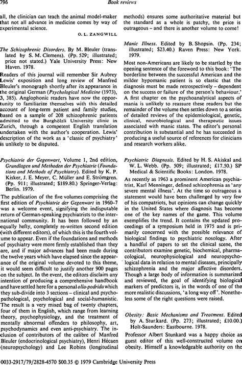 Psychiatric Diagnosis Edited By H S Akiskal And W L Webb Pp 509