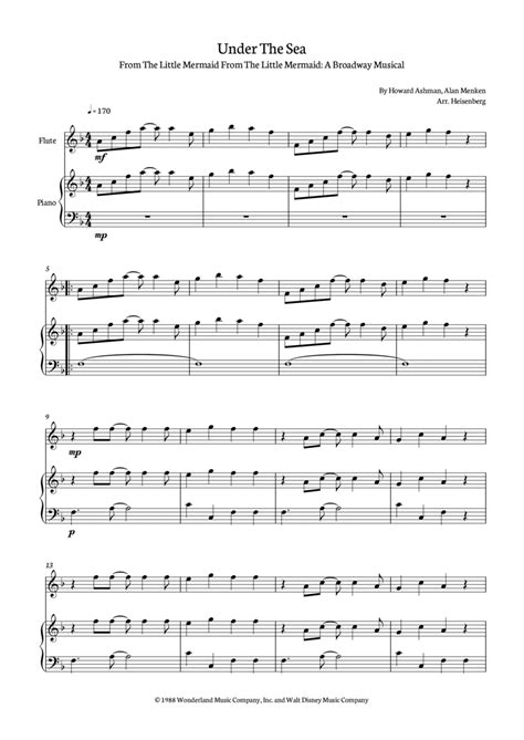 Under The Sea By Howard Ashman Flute Solo Digital Sheet Music