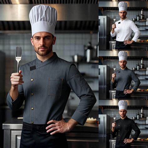 Chef Jacket Mens Restaurant Kitchen Cooking Chef Uniform Mens Spring