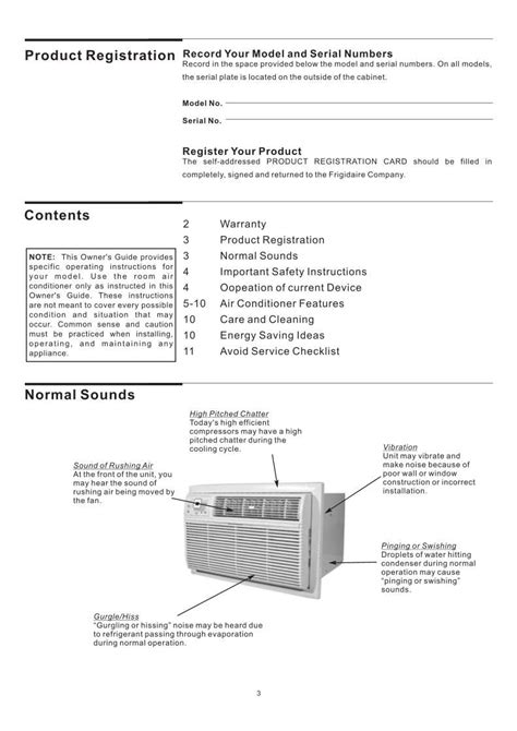 Frigidaire Fac126 N1 A1 Air Conditioner Unit Operating Manual Manuali