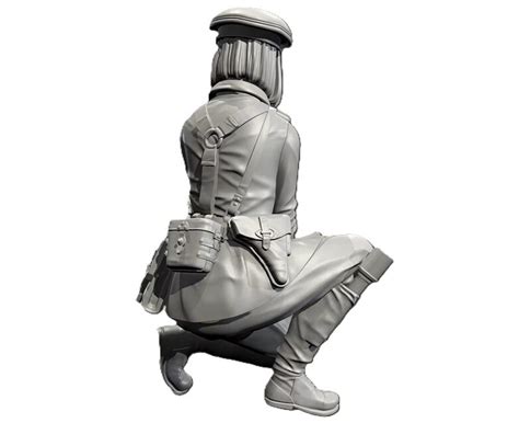 135 Resin Figure Model Kit Fantasy Sexy German Girl Officer Army Ww2