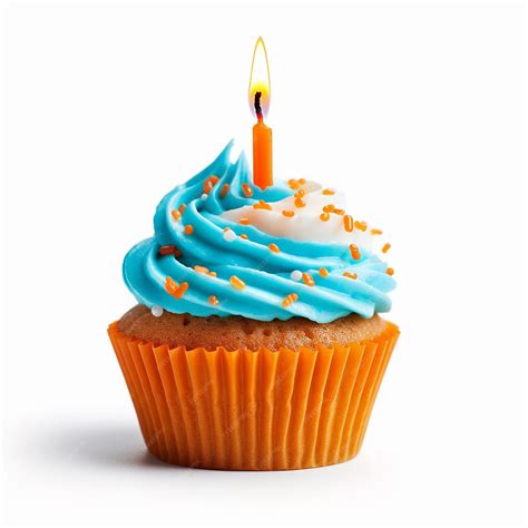 Premium Photo Birthday Cupcake With Candles On A White Background