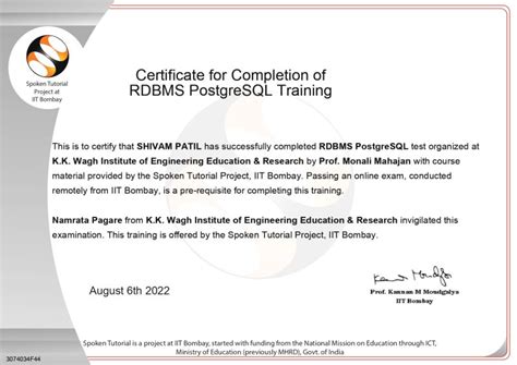 Shivam Patil On Linkedin Rdbms Postgresql Certification