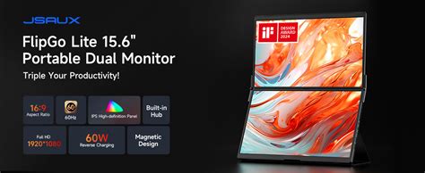 Jsaux Flipgo Lite 15 6 Ips Dual Stacked Portable Monitor
