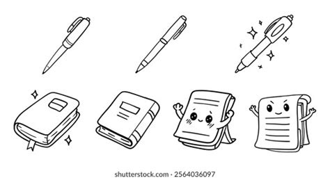 Collection Cute Illustrated Stationery Items Including Stock Vector Royalty Free 2564036097