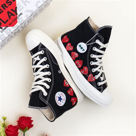 Converse Cdg Play High Multi Heart Black 807garage