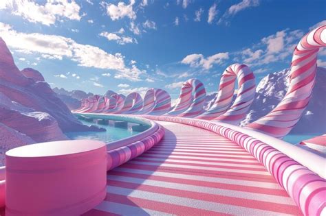 Candy Cane Bridge Podium Premium Ai Generated Image