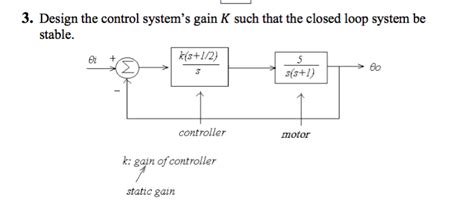 Solved Design The Control Systems Gain K Such That The