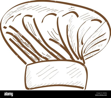 Isolated Retro Hand Drawn Baker Hat Vector Illustration Stock Vector