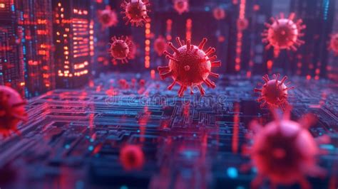 Digital Representation of Viruses in a Futuristic Network Environment Stock Illustration ...