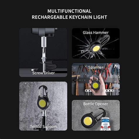 For Mah Brightest Rechargeable Led Keychain Light Led Flashlight Usb Type C Rechargeable COB