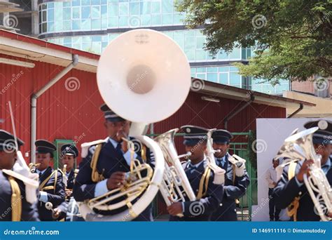 Marching Band At The Funeral Service Of Former Ethiopian President Dr Negasso Gidada Editorial