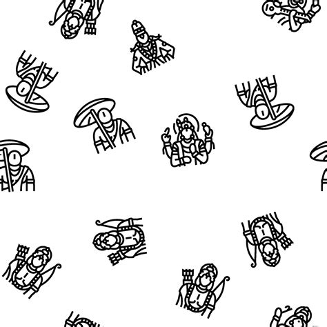 God Indian Hindu Lord Krishna Vector Seamless Pattern 32516175 Vector