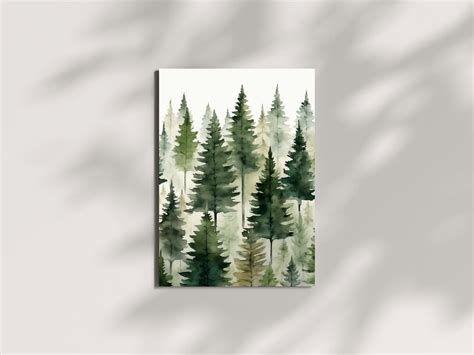 Watercolor Forest Note Cards Pine Tree Note Cards Greeting Cards 5x7 Etsy