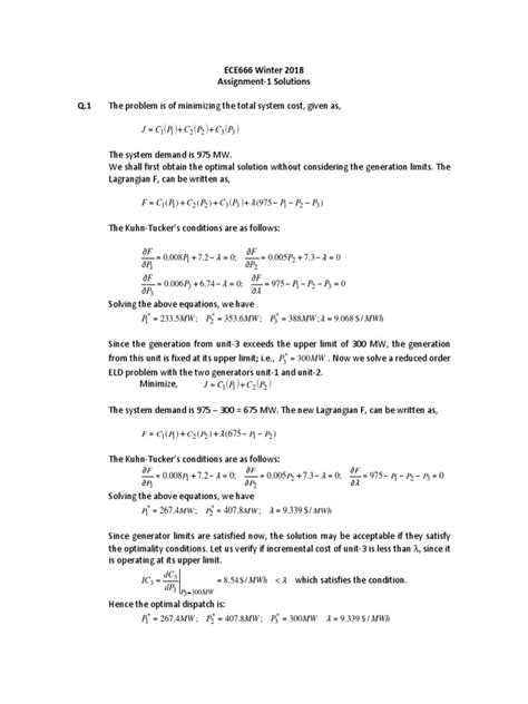 Solution Assignment 1 Pdf Pdf Fossil Fuel Power Station Mathematical Analysis