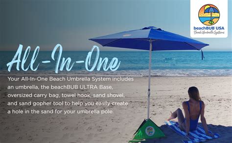 Beachbub All In One Beach Umbrella System Includes Ultra