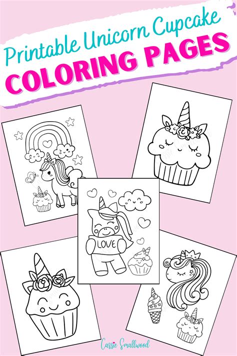 Unicorn Cupcake Coloring Pages