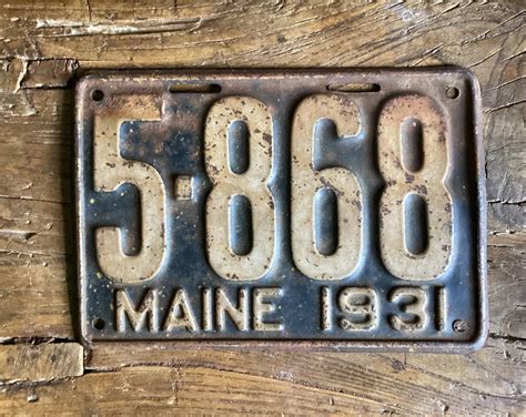 1931 Antique Maine License Plate Etsy