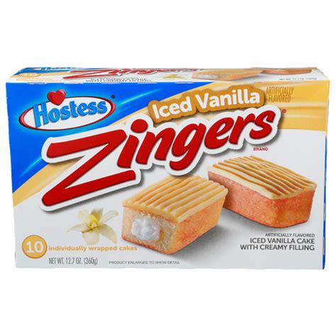 Hostess Zingers Iced Vanilla Cake With Creamy Filling 127 Ounce 10