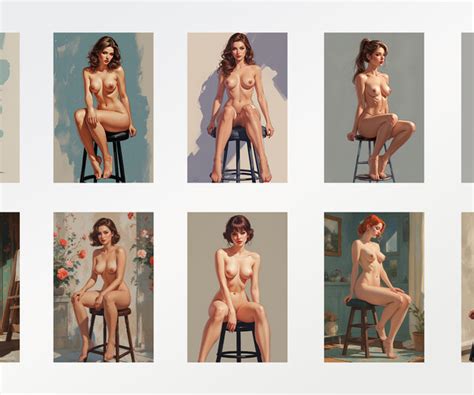Artstation 300 Female Sitting On A Stool Reference Images 4k Artworks