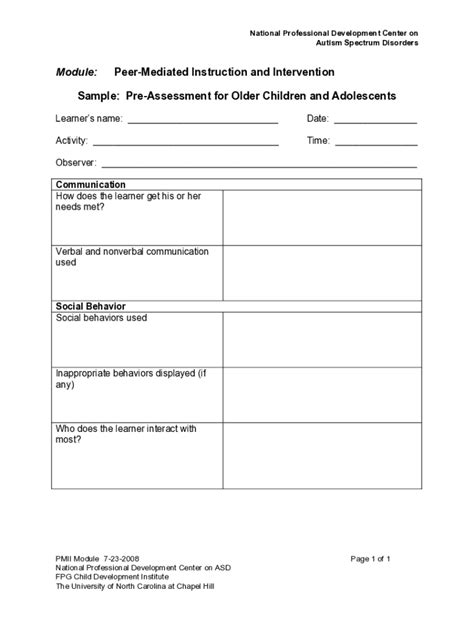 Fillable Online Module Peer Mediated Instruction And Intervention Sample Fax Email Print