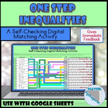 Solve And Graph One Step Inequalities Self Checking Digital Matching Activity