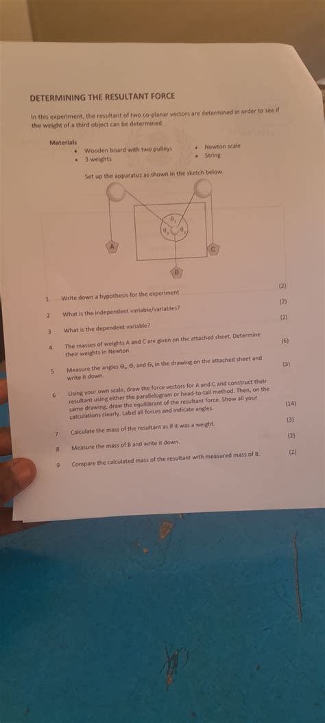 Determining The Resultant Forcein This Experiment The Resultant Of Two