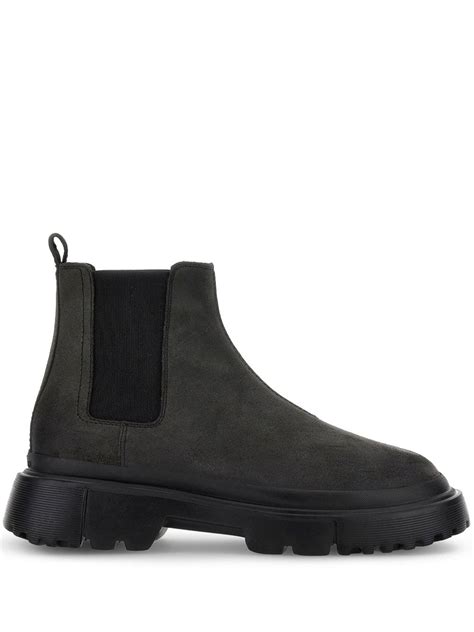 Hogan Chelsea Round Toe Suede Boots Black Farfetch Sk