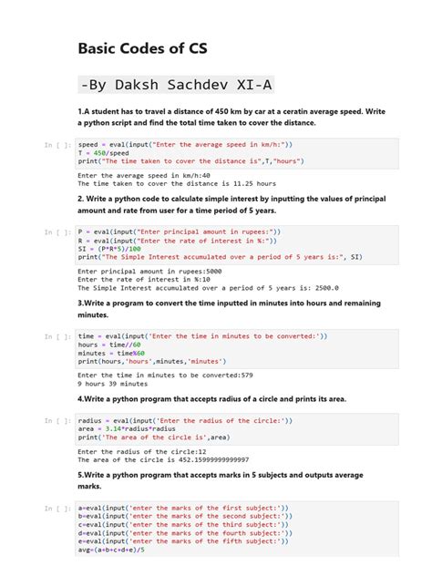 Basic Codes Of Cs Pdf Speed Software