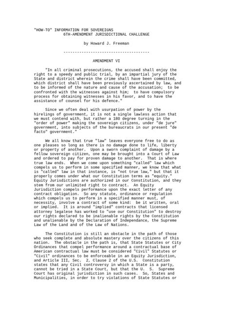 6th Amendment Jurisdictional Challenge Pdf Jurisdiction Sixth
