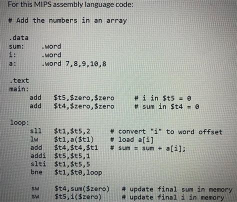 Solved For This Mips Assembly Language Code Add The