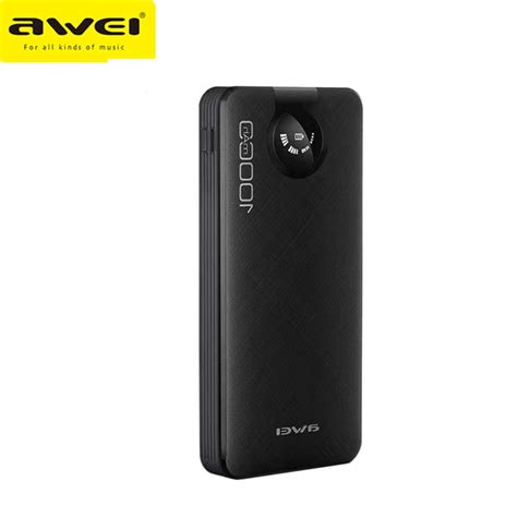 Awei P133k 10000mah Fast Fill Power Bank With 4 Self Contained Cables