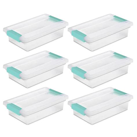 Sterilite Small Clip Box Clear Storage Tote Container With Latching Lid 6 Pack