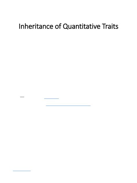Inheritance Of Quantitative Traits Pdf Quantitative Trait Locus