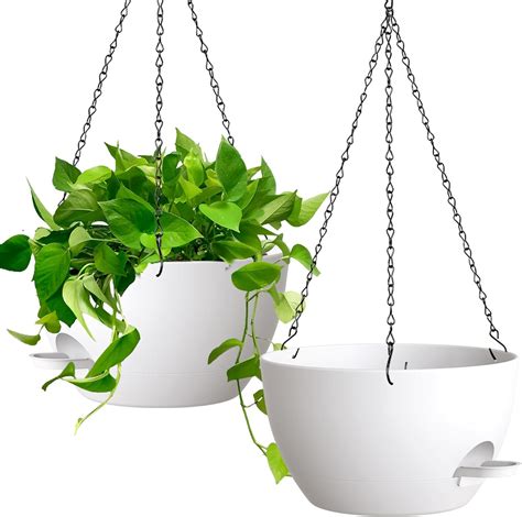 Uouz 13 Inch 2 Pack Large Self Watering Hanging Planters