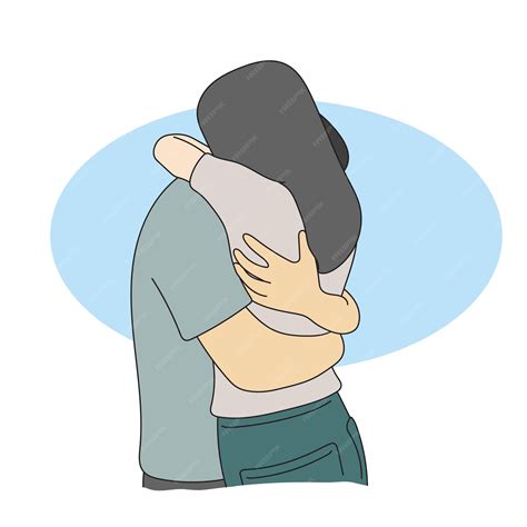 Hombre Y Mujer Abrazándose Unos A Otros Ilustración Vector Dibujado A