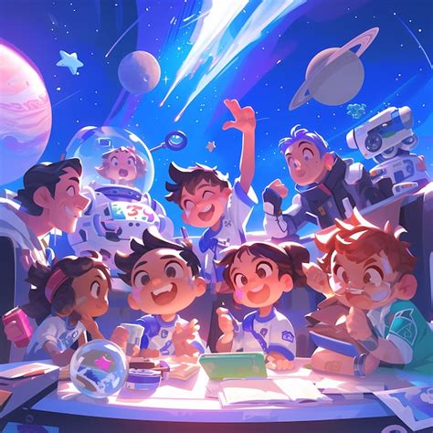 Premium Photo Exciting Space Explorers Team